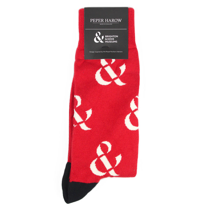Red and white Ampersand Sock – Brighton & Hove Museums Online Shop